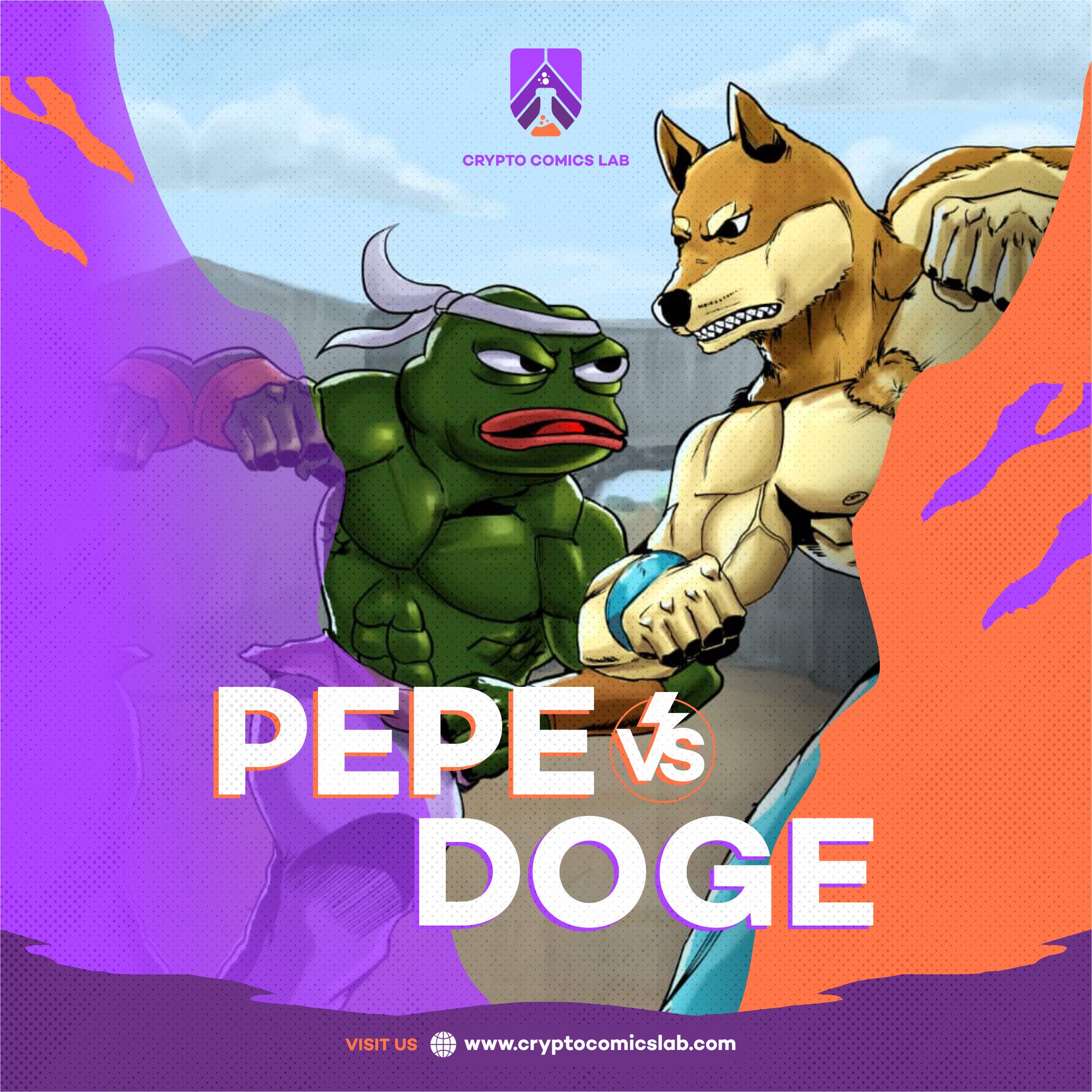 Crypto Comics Lab on Twitter: "An epic face-off between @pepecoineth 🐸 and @dogecoin 🐕! Who will ...