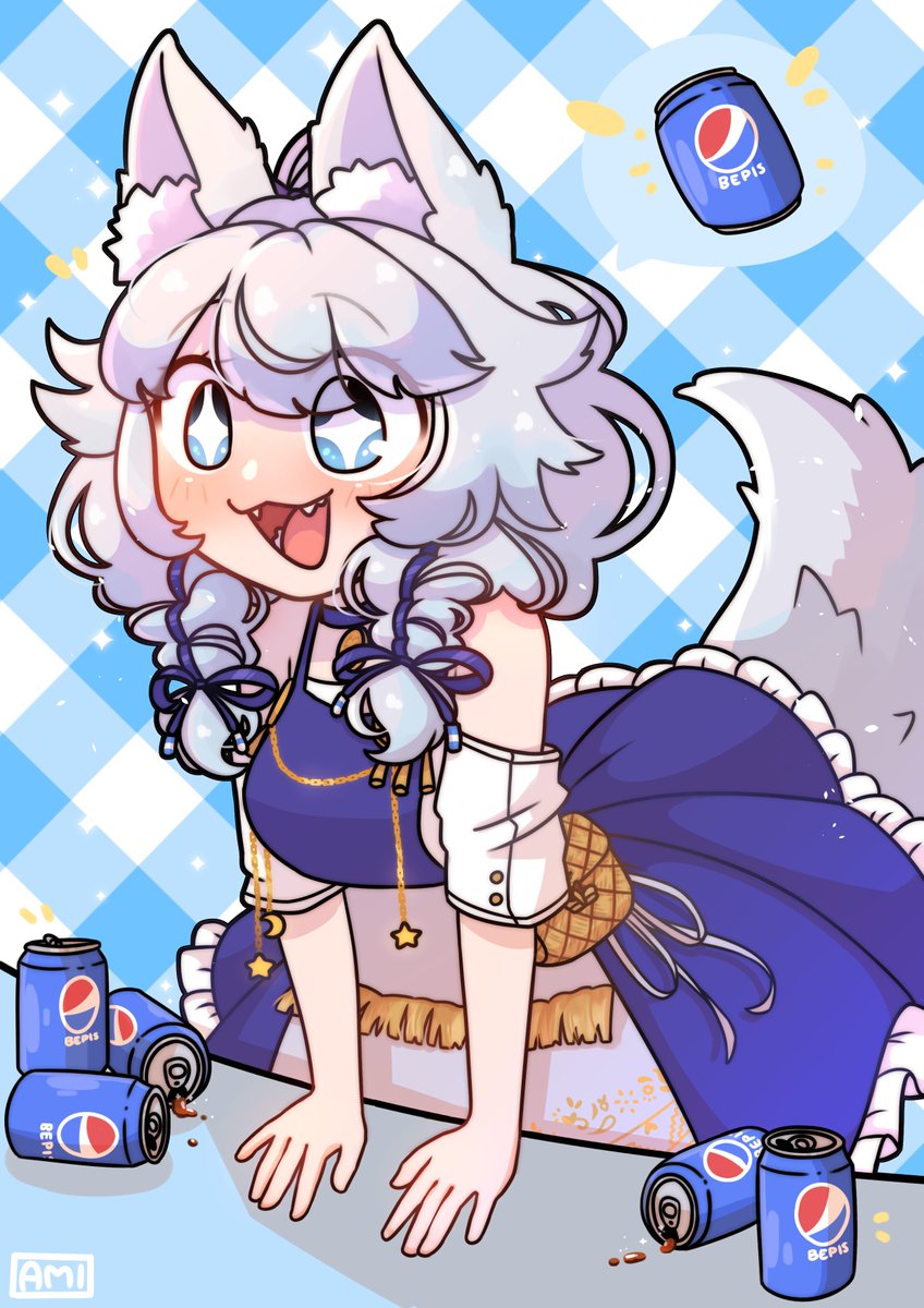 「DRINK YOUR DAILY BEPIS! AWOOO! Art by 」|Lumi 💙 Vtuberのイラスト