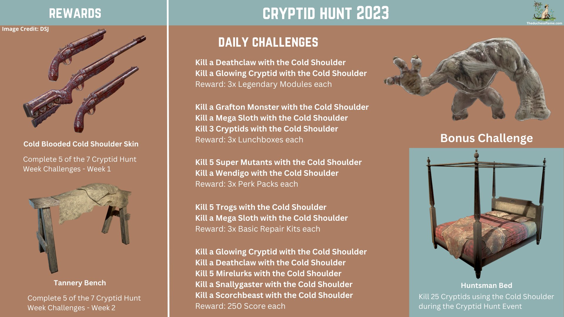 DuchessFlame on Twitter: "Cryptid Hunt challenges and rewards #fallout ...