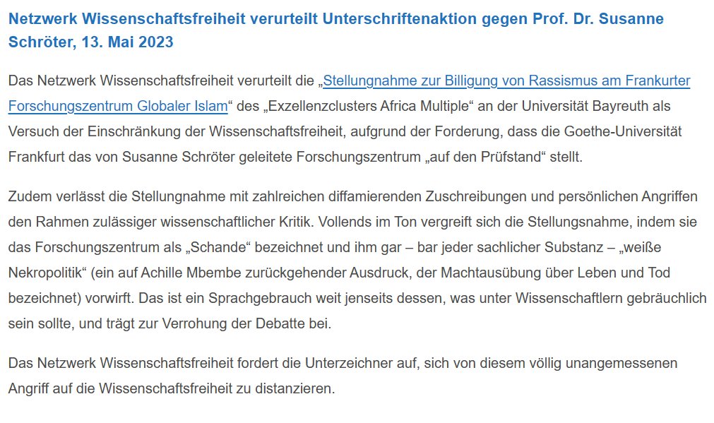 Arnd Diringer on Twitter: "Pressemitteilung des Netzwerkwerk Wissenschaftsfreiheit (@NetzwerkW ...