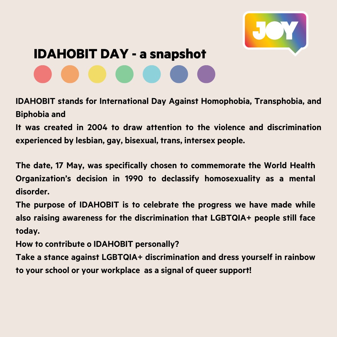 JOY Media on Twitter: "Happy IDAHOBIT day! Wear rainbow colours out today and stand against ...