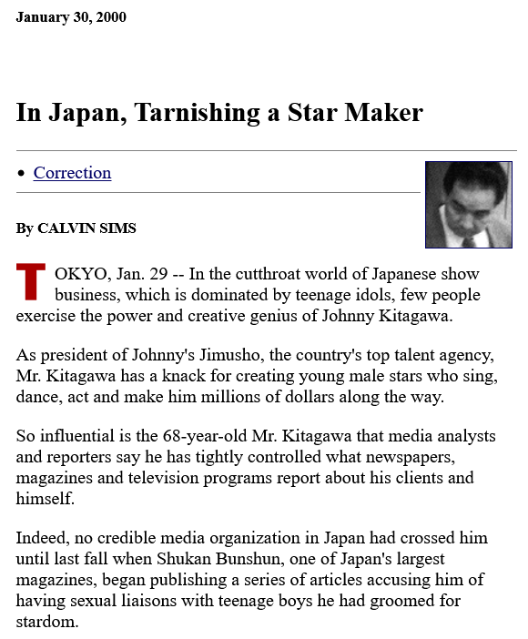 Mulboyne on Twitter: "It does feel as if the dam has broken on the matter of Johnny Kitagawa's ...