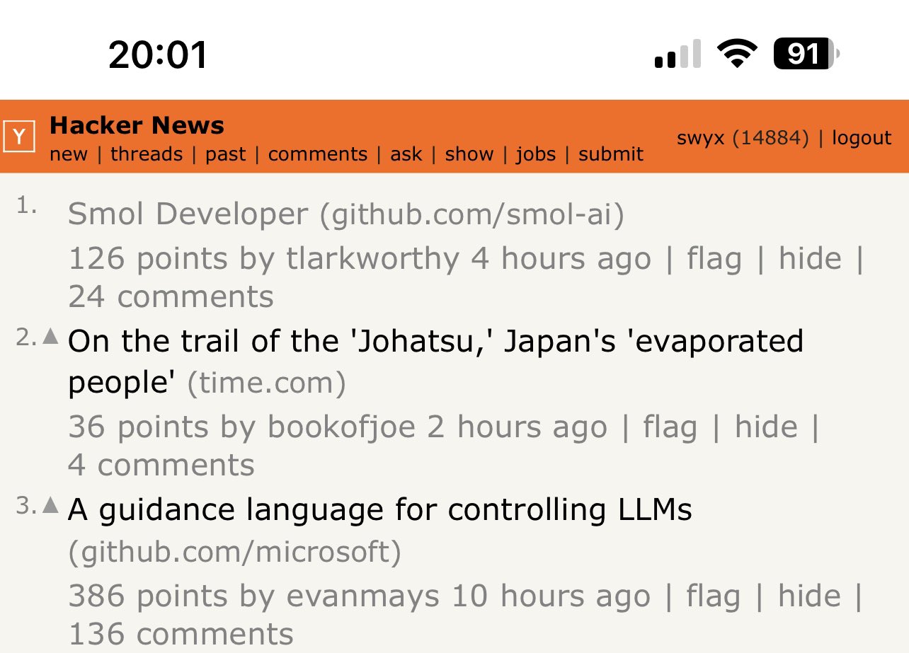 swyx 🤖 on Twitter: "oh my god what is happening i thought smol dev’s cycle was done https://t.co ...