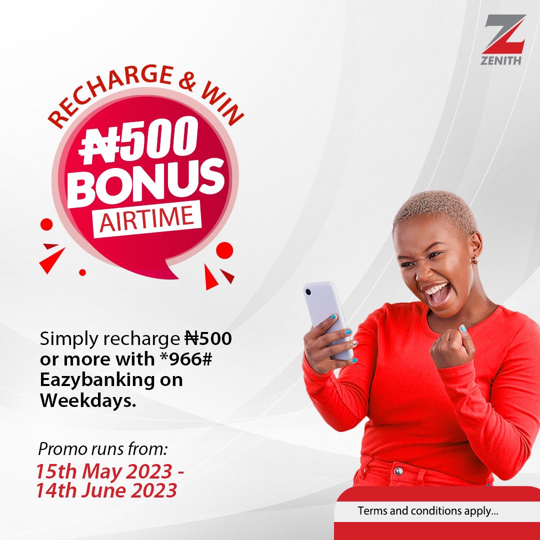 Zenith Bank on Twitter: "Recharge your account with *966# EazyBanking every weekday between the ...