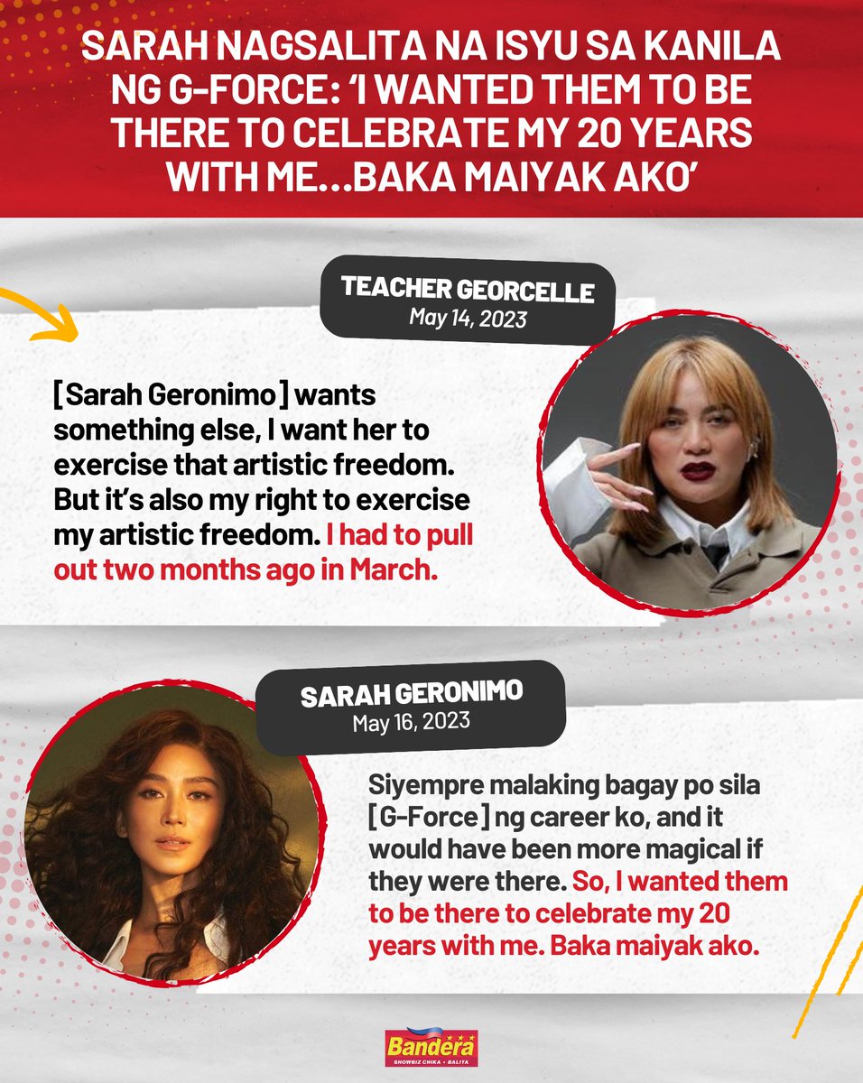 Bandera on Twitter: "Pinasalamatan ng Popstar Royalty na si Sarah Geronimo ang grupong G-Force ...