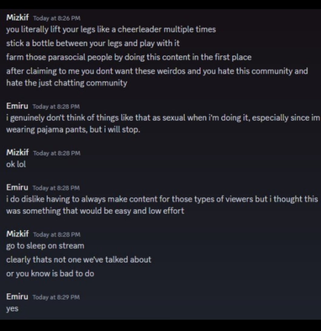 Dean Willis on Twitter: "@Bowblax Look at these screenshots Mizkif sent to Emiru pretty abusive ...