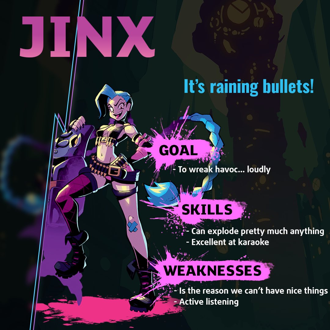 Jumaralo Hex on Twitter: "RT @RiotForge: Jinx’s reputation for madness and mayhem precedes her ...