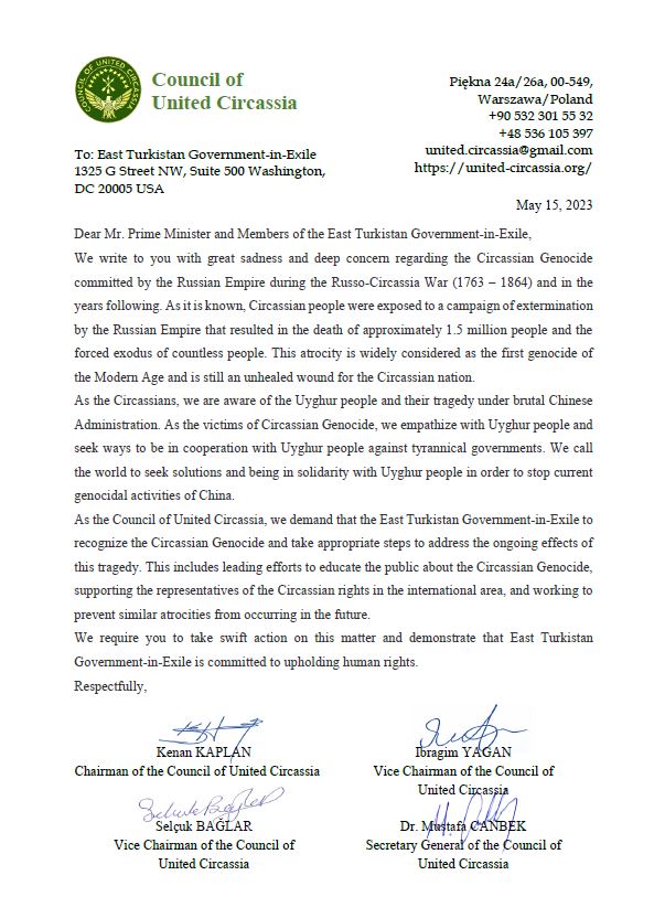 Council Of United Circassia On Twitter East Turkistan Government In Exile Etexilegov