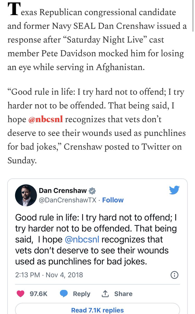 CC 📸 on Twitter: "《周六夜现场》演员皮特·戴维森嘲笑军人丹·克伦肖之后 Good rule in life: I try hard not to offend; I try ...