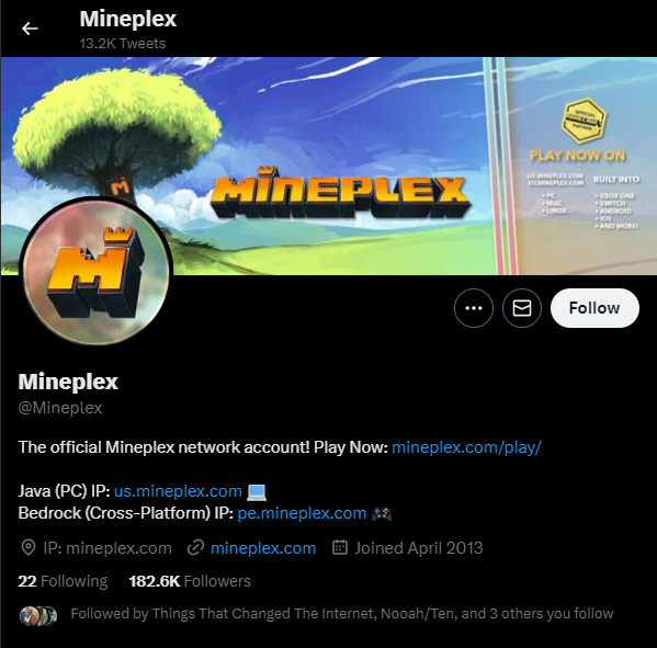 Hypixel Cringe on Twitter: "Mineplex's twitter needs to get updated"