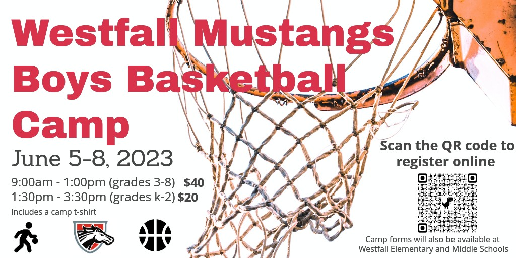 Westfall Basketball on Twitter: "Registration is now open for our Youth Basketball Camp! Scan ...