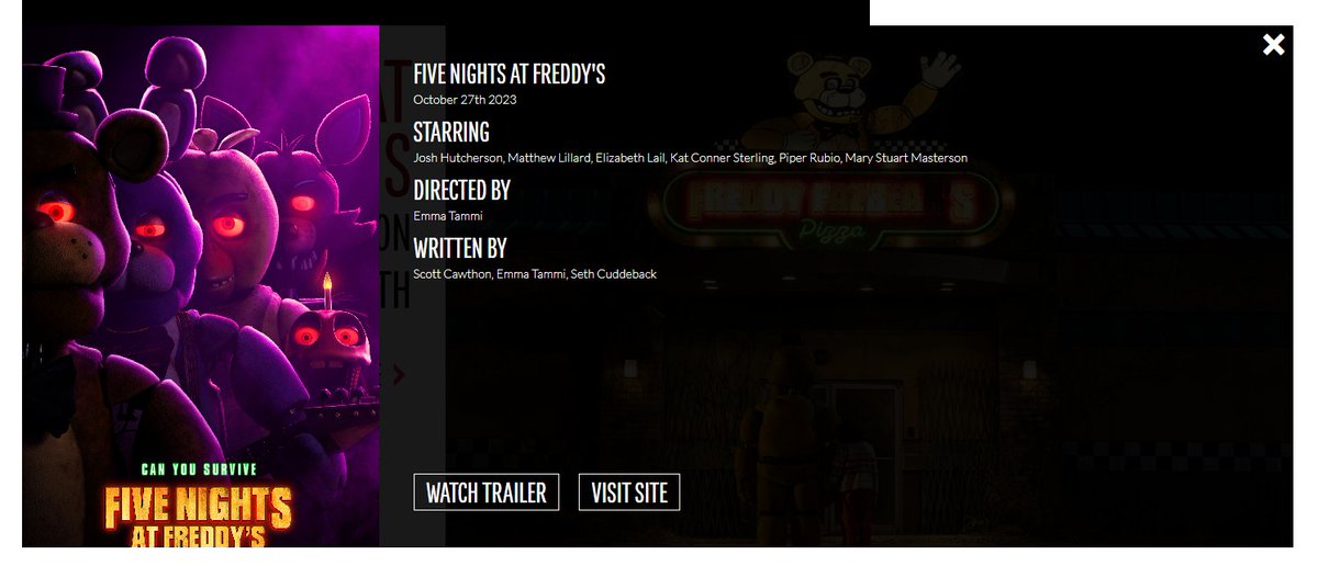 GG Games on Twitter: "Eventualmente la página de la peli de FNaF en la web de Universal añadió ...