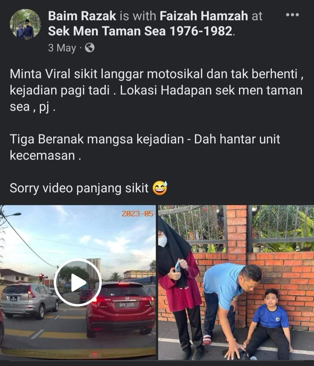 MYNEWSHUB on Twitter: "Rakaman ‘dashcam’ langgar motosikal tular, pemandu Honda HR-V disaman ...