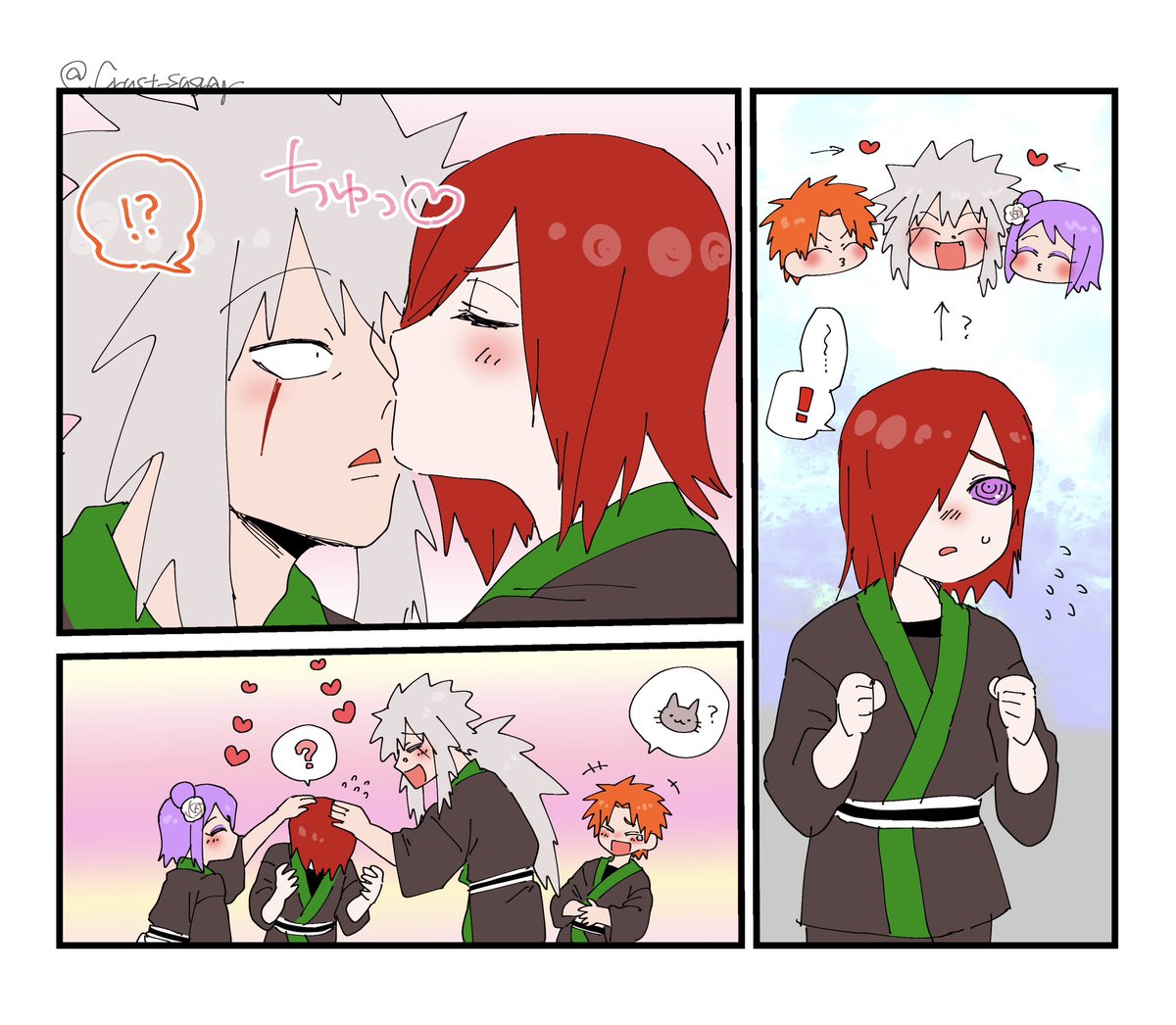 いちもくりょうぜん🔥 On Twitter キスの日大遅刻です 自来也先生とカエルちゃんたち🐸💕
