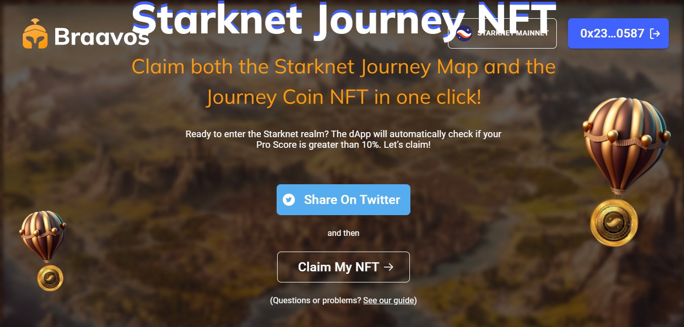 BestEarningTips 🇵🇰 🐐🛸 on Twitter: "📢 Claim Starknet Journey NFT time to verify your Starknet Pro ...