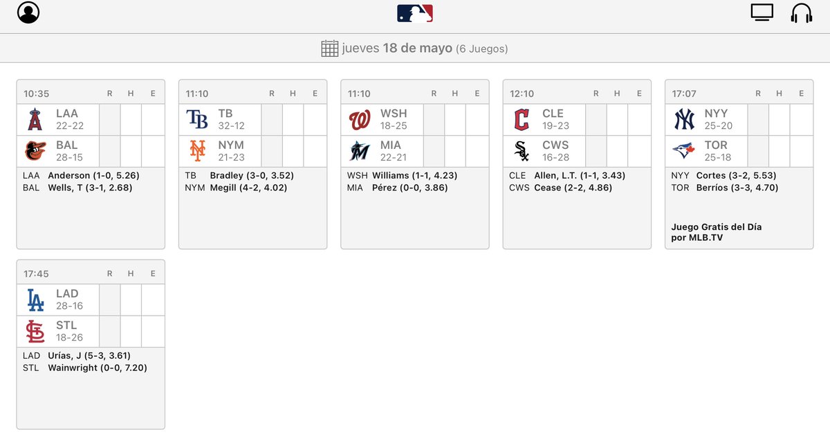 Invictos🏆 on Twitter: "RT @hgcuadros: Los juegos de hoy en @MLB, @LasMayores #BaseballHeaven 🧢⚾️ ...