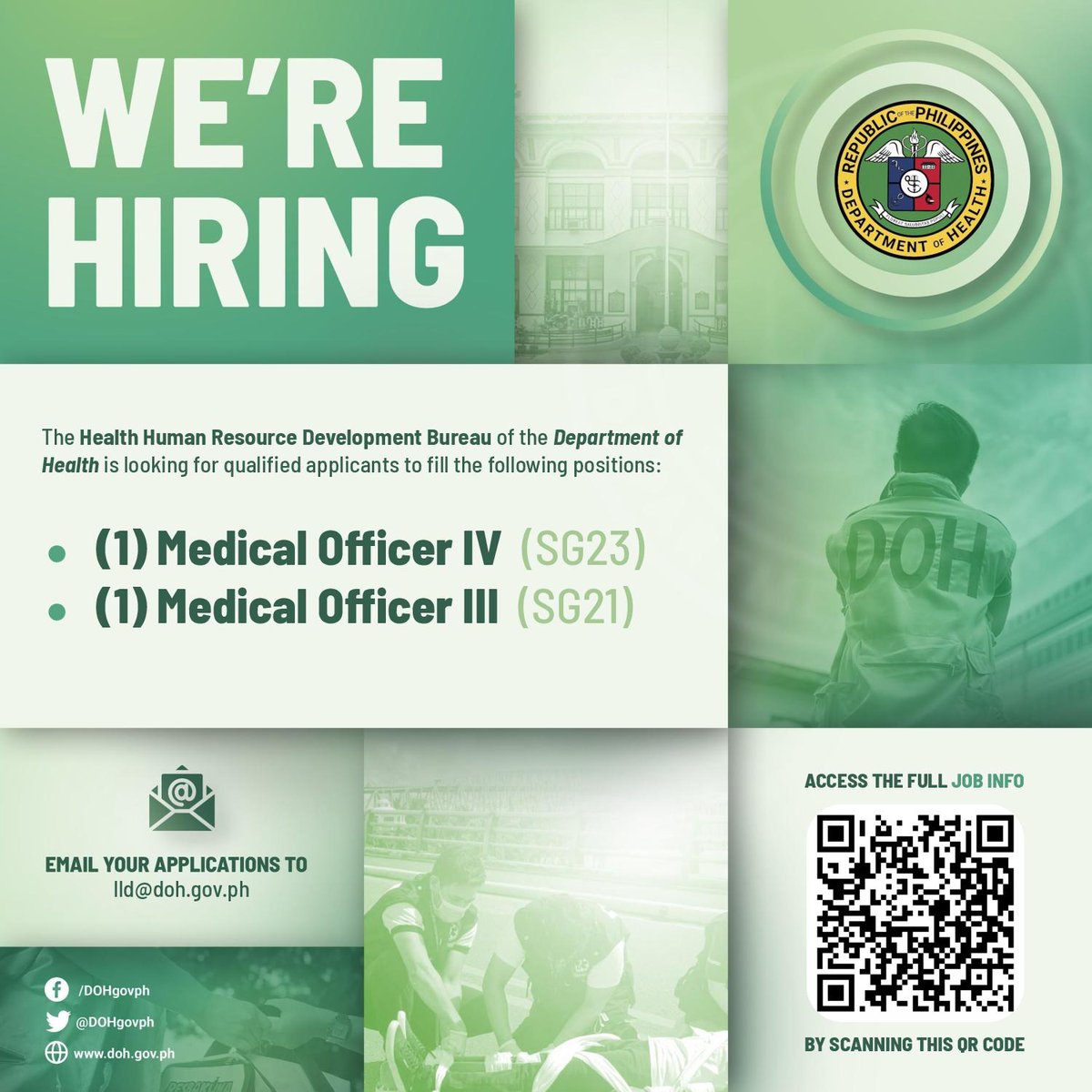 Department of Health Philippines on Twitter: "WE ARE HIRING!!! (1) MEDICAL OFFICER IV (1 ...