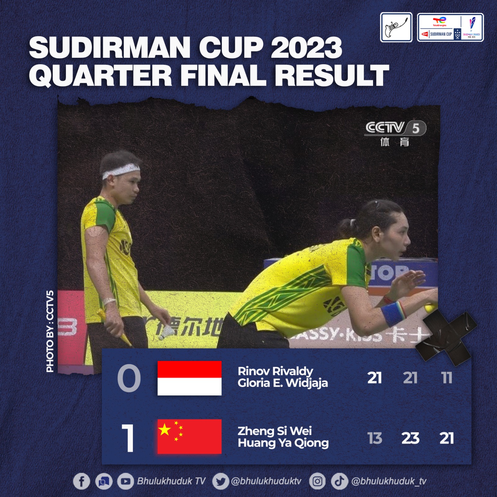 Bhulukhuduk TV on Twitter: "TotalEnergies BWF Sudirman Cup Finals 2023 Knock Out - QF INA 🇮🇩 0-0 ...
