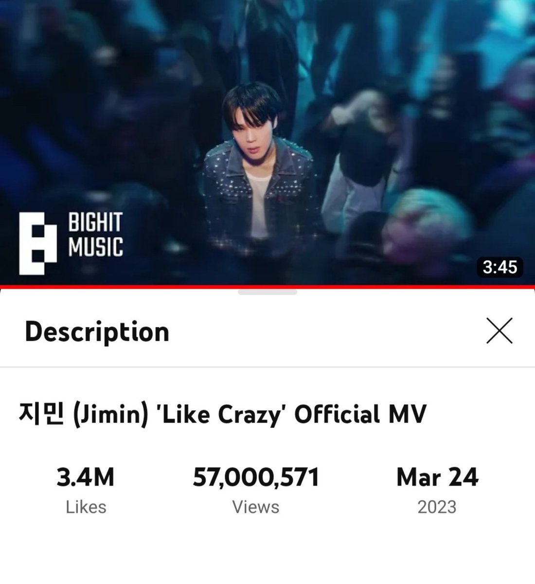 Nohe💜🇻🇪 🅵🅰🅲🅴 D-DAY💝🎉 on Twitter: "RT @PJM_data: "Like Crazy" MV has surpassed 57 Million views ...