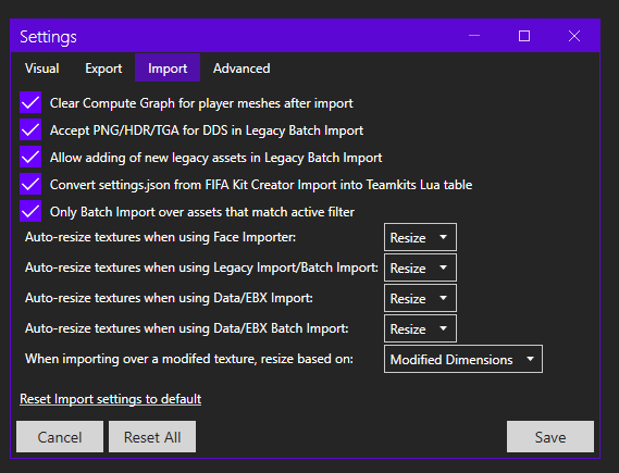 FIFA Editor Tool on Twitter: "We added 3 new settings: - When importing over a modified texture ...