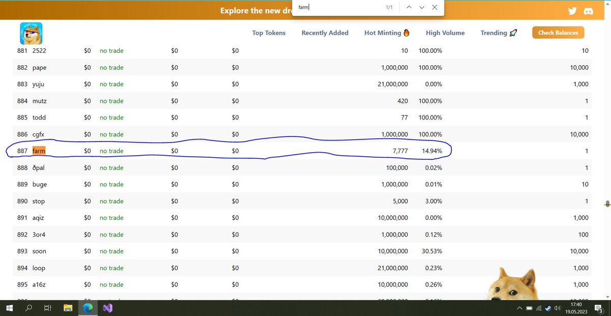 $Farm Token on Twitter: "%15 minted guys, thanx for farmer community { "p": "drc-20", "op ...