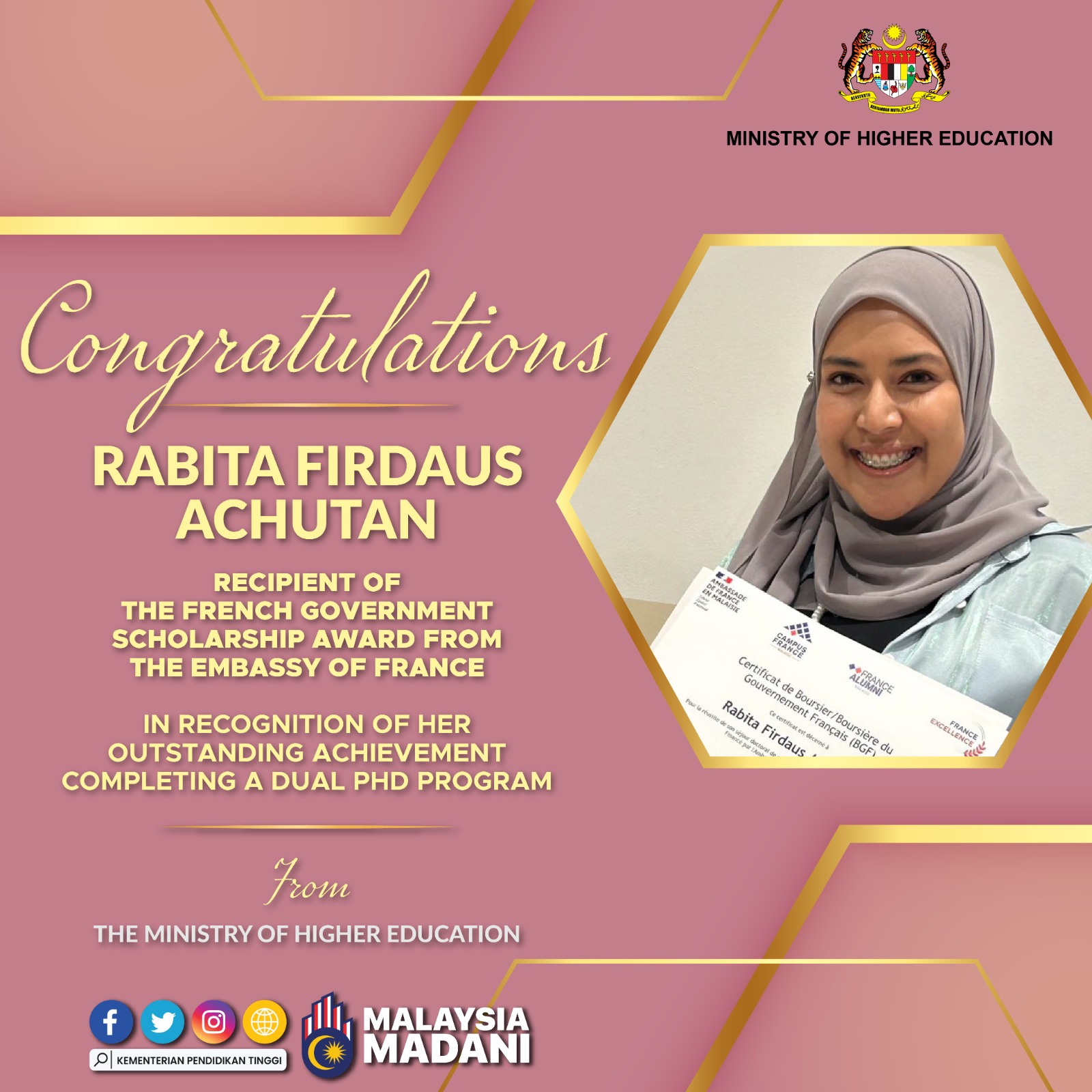 Kementerian Pendidikan Tinggi on Twitter: "Congratulations! Rabita ...