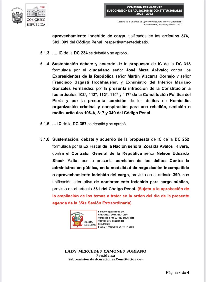 Subcomisión de Acusaciones Constitucionales on Twitter: "La presidenta de la Subcomisión de ...