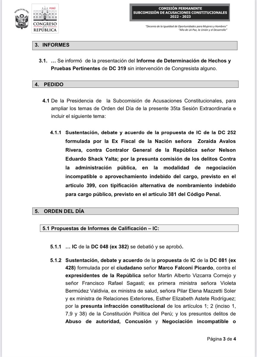 Subcomisión de Acusaciones Constitucionales on Twitter: "La presidenta de la Subcomisión de ...