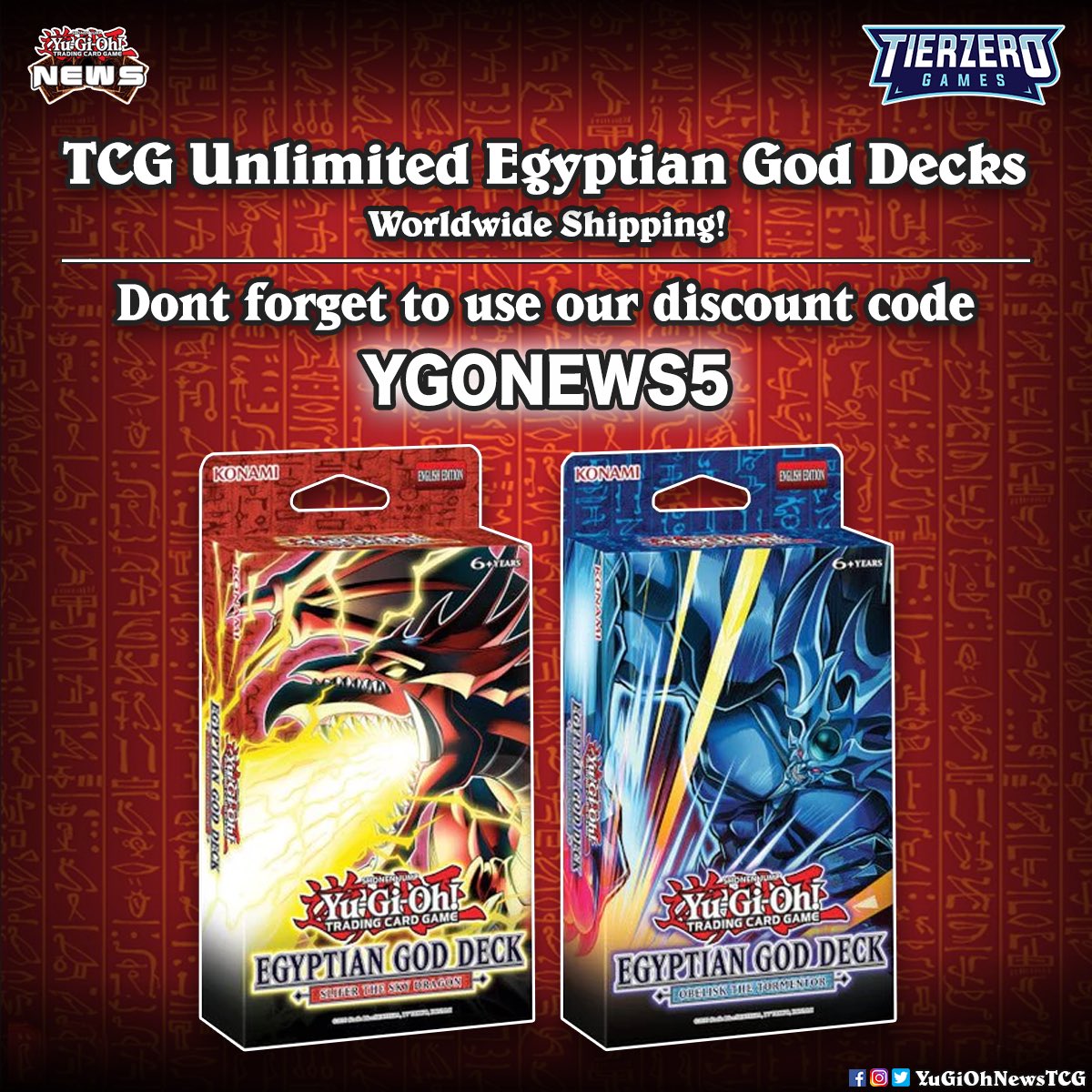 YuGiOh News on Twitter: " 𝗧𝗜𝗘𝗥𝗭𝗘𝗥𝗢 NEW PRODUCTS‼️ Unlimited reprints of the Egyptian God Decks ...