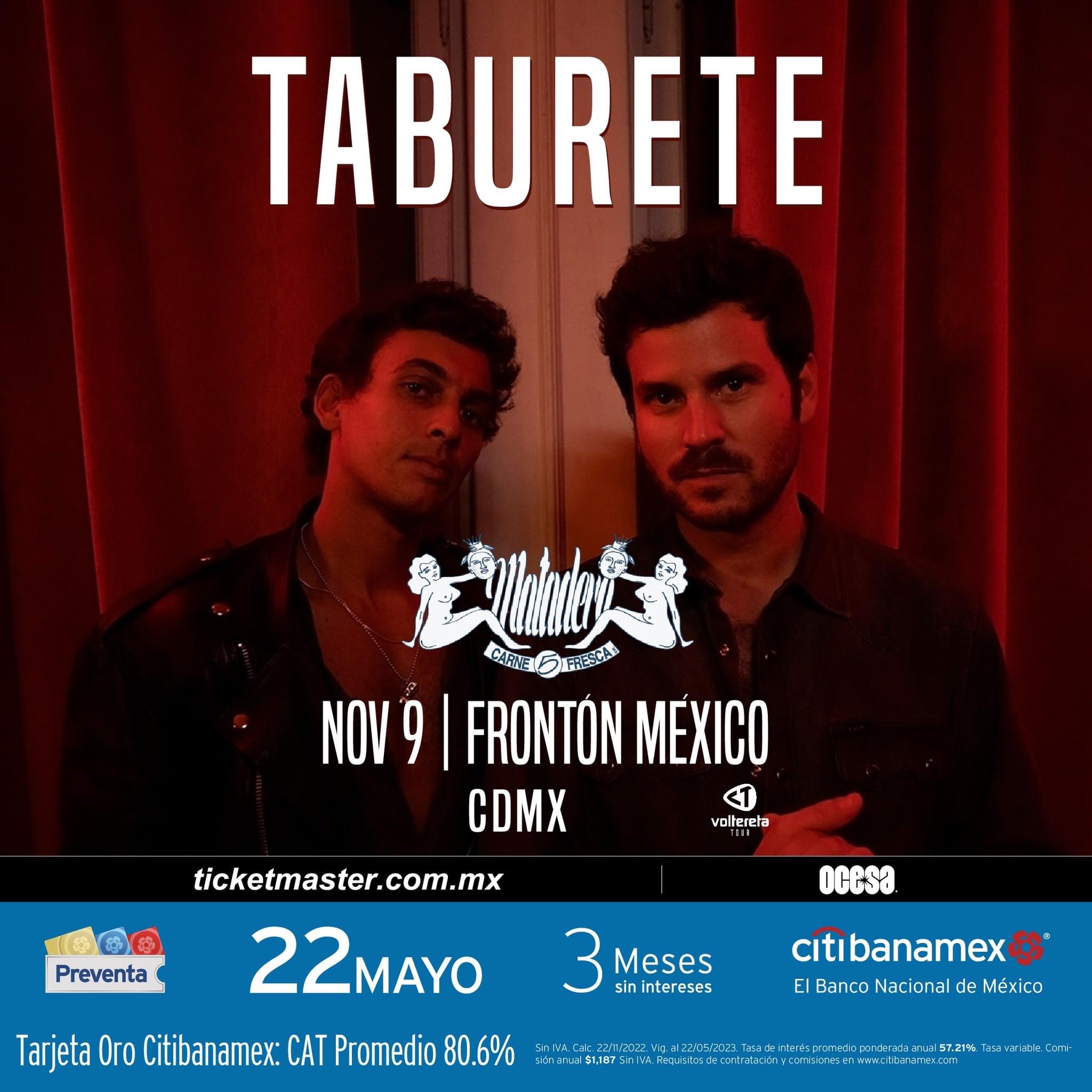 皿 on Twitter: "🚨 ANUNCIO OFICIAL 🚨 Taburete 🔴 9 de Noviembre 🗓️ Frontón México 🏟️ CDMX 📍 🎫 ...