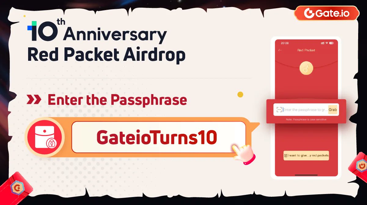 Gate.io on Twitter: "🧧https://t.co/8kWqgEeplL 10th Anniversary Red Packet #Airdrop 👀Check out ...