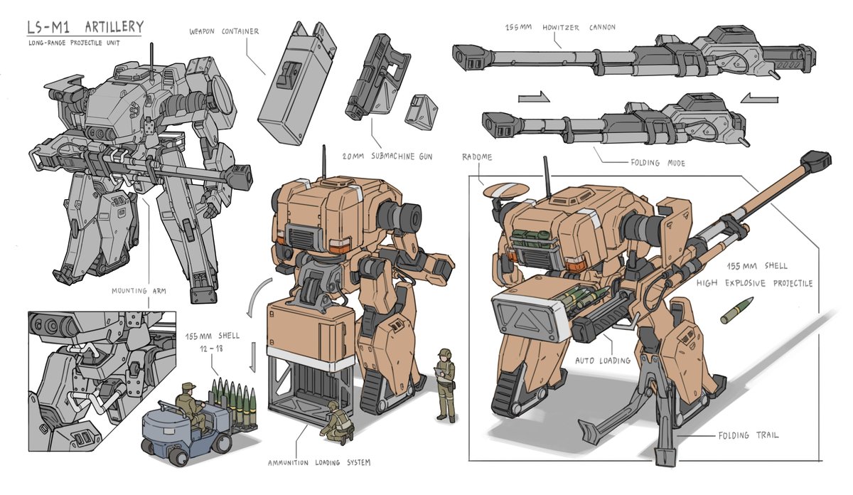 「military mech concept // M1-Terrain It'」|Zen_Jirakunのイラスト