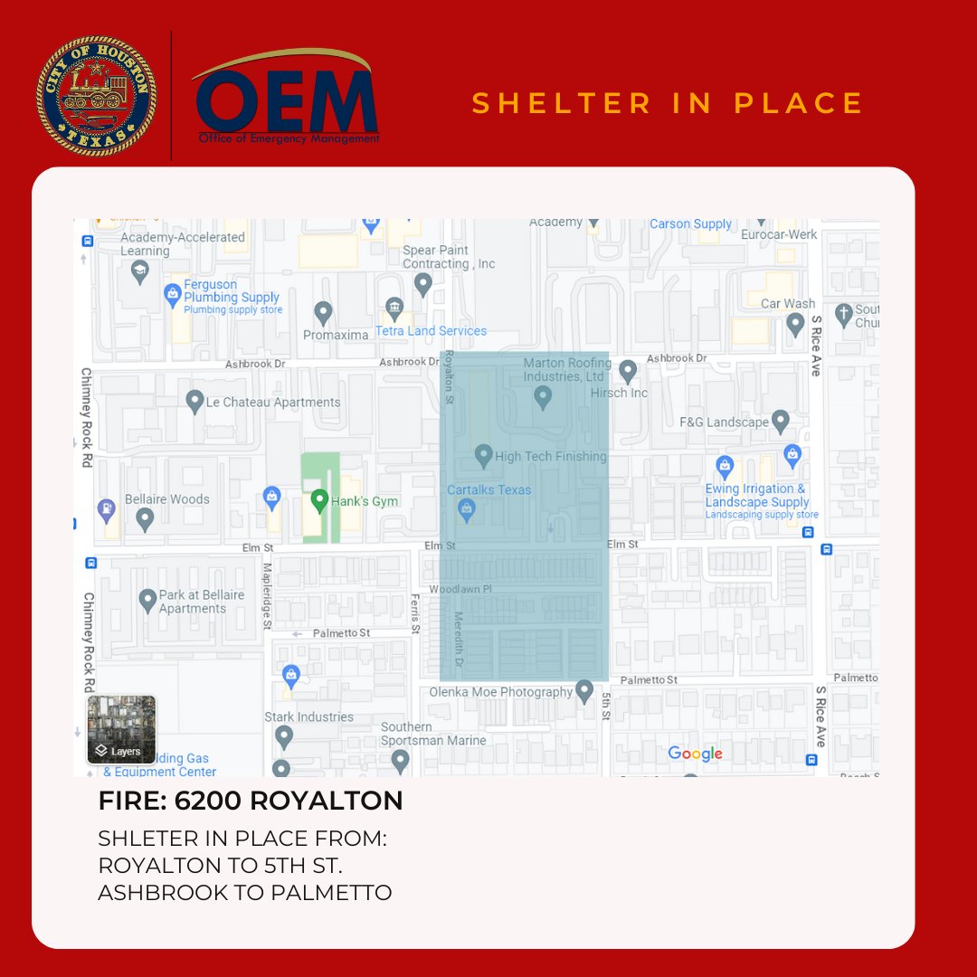 Houston OEM on Twitter: ".@AlertHouston: precautionary shelter in place now focused to the area ...