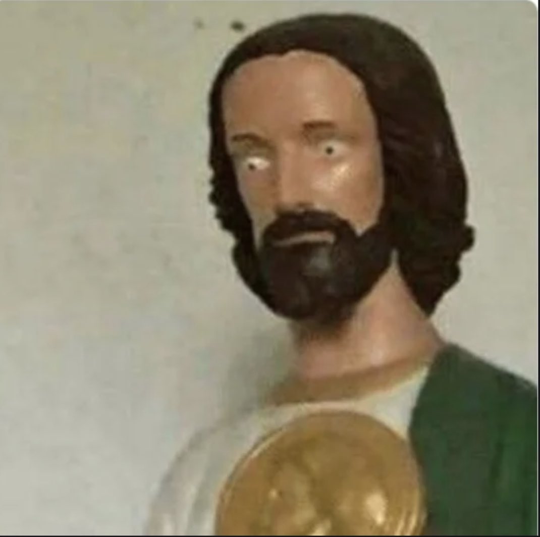 Jesus Statue Meme Temporary Statue Head Of Baby Jesus Back In Hands Of