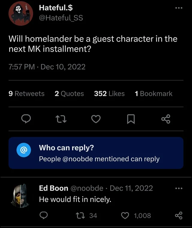 thethiny 🐰 on Twitter: "Quan Chi, C/Khameleon, Rain, Homelander. All 4 ...