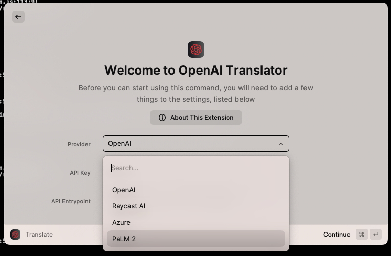 DouO on Twitter: "https://t.co/e9rGXdvKkW raycast-openai-translator 已经整合了 PaLM2😀，目前问题不少，可用的模型是 ...