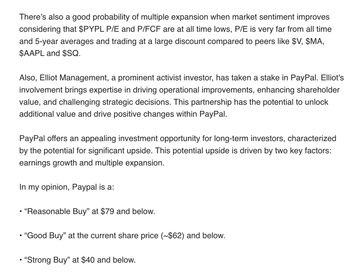 I recently shared my stock analysis for Paypal $PYPL to fellow ...