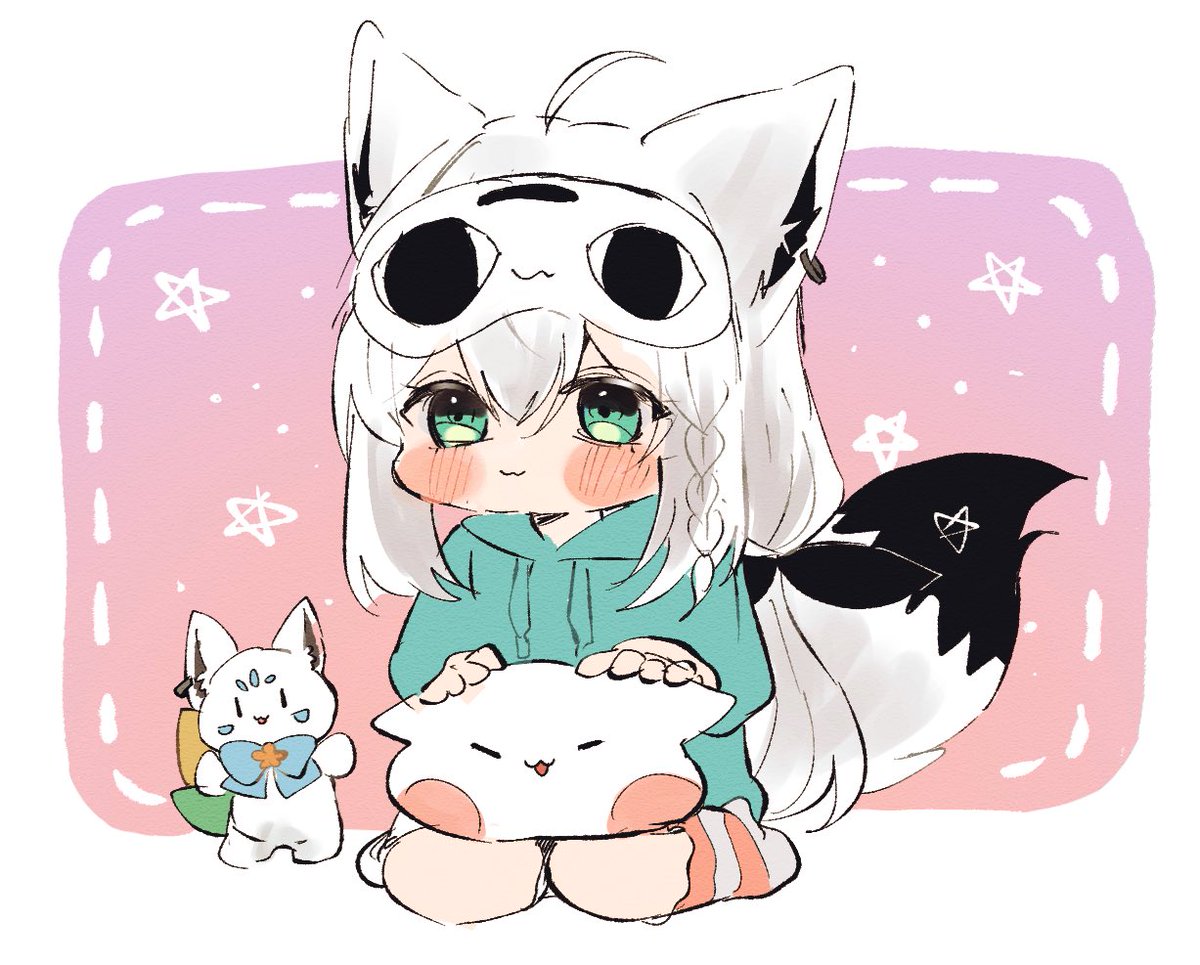 shirakami fubuki 1girl pentagram fox tail tail fox ears fox girl animal ...