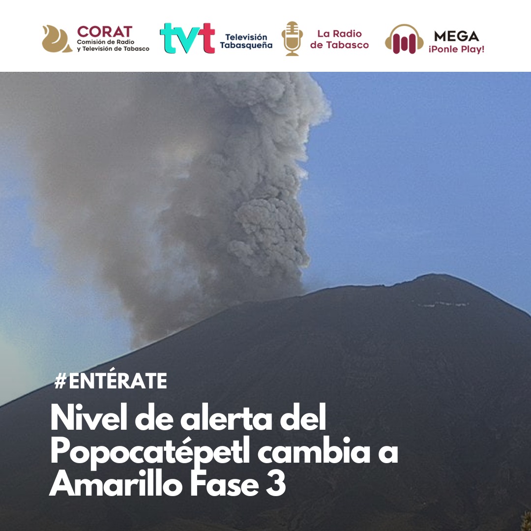 Televisión Tabasqueña on Twitter: "#Entérate 🌋 Cambia el nivel de alerta del volcán # ...