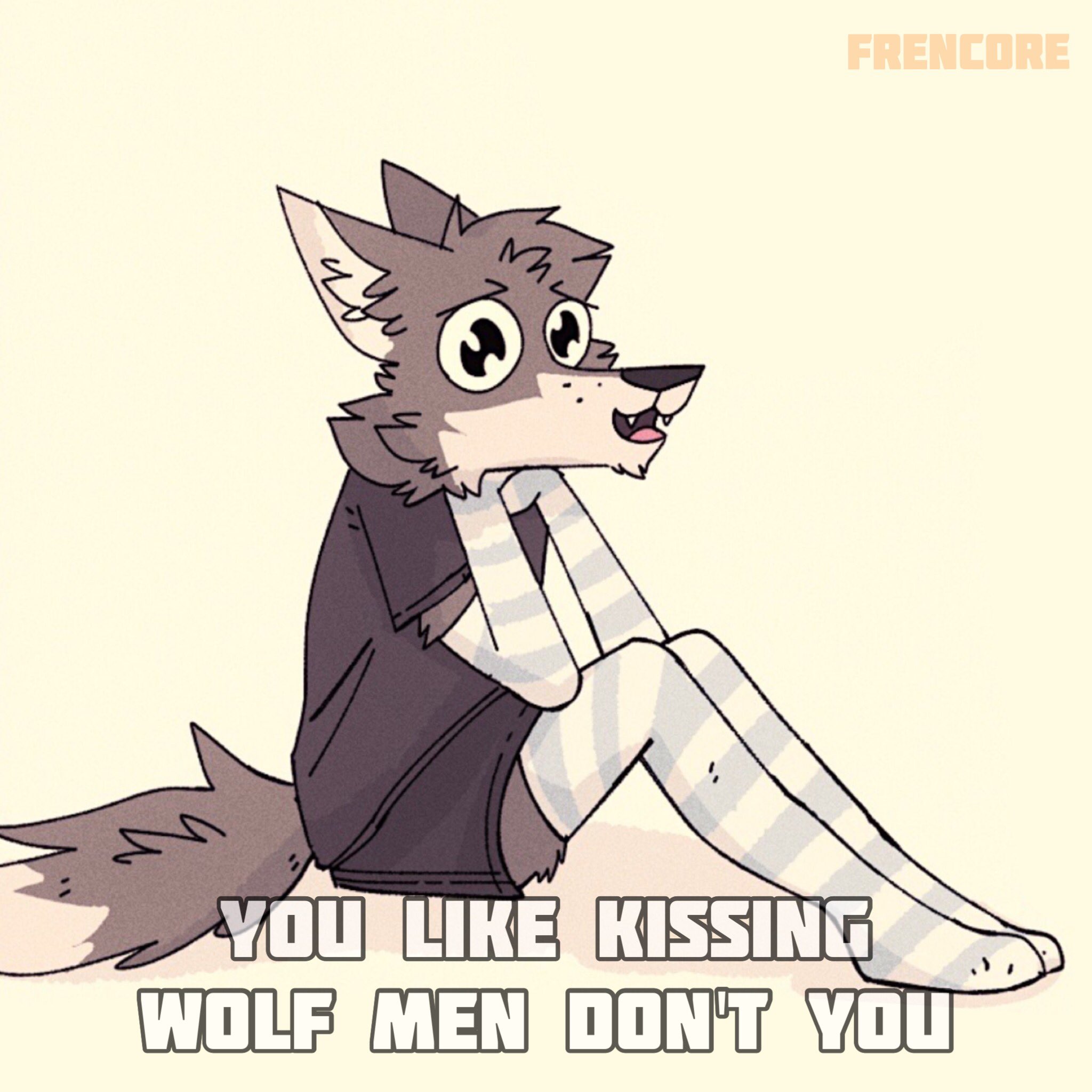 Cartoon Wolves Kissing