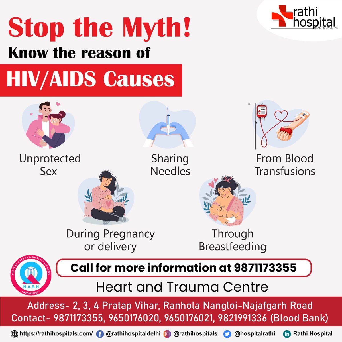 RATHI HOSPITAL on Twitter: "Here are some causes of HIV/AIDS. . . #Rathihospital #hivpositive # ...