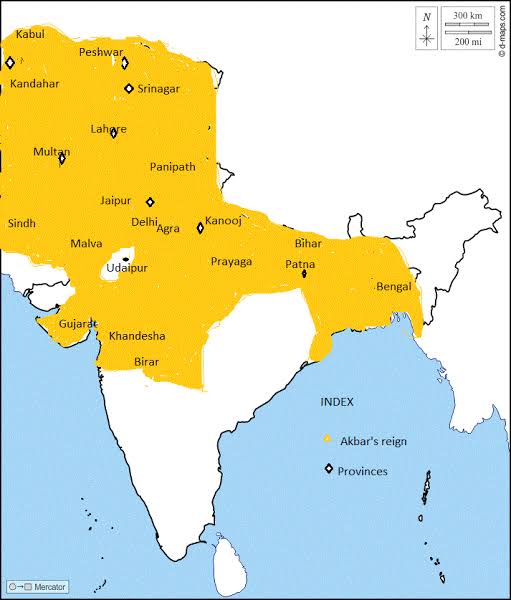 Mughal Empire Akbar Map