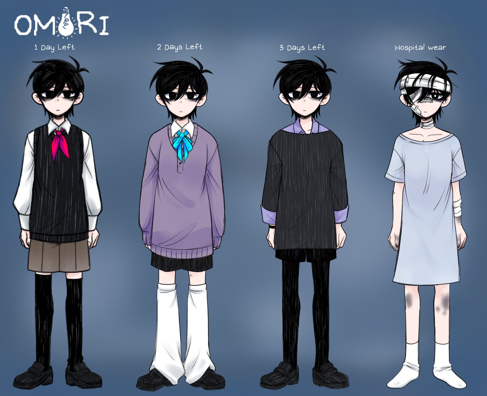 ๐ปโmikko On Twitter Headcanon Outfits For Each Day Omori Omorifanart