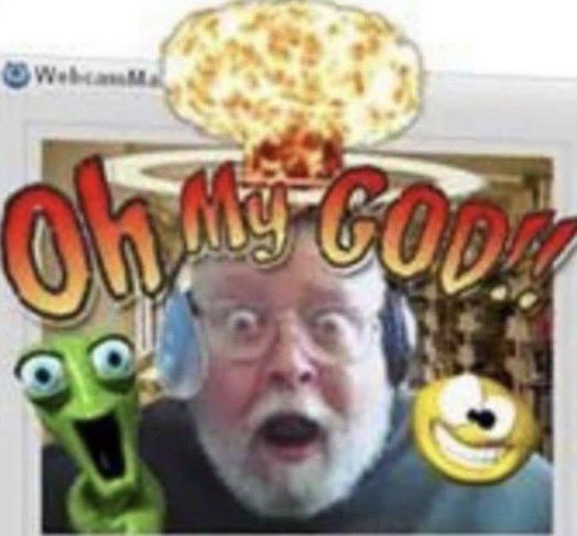 reactions on Twitter: "old man head exploding oh my god shocked cgi grasshopper and smiley face ...