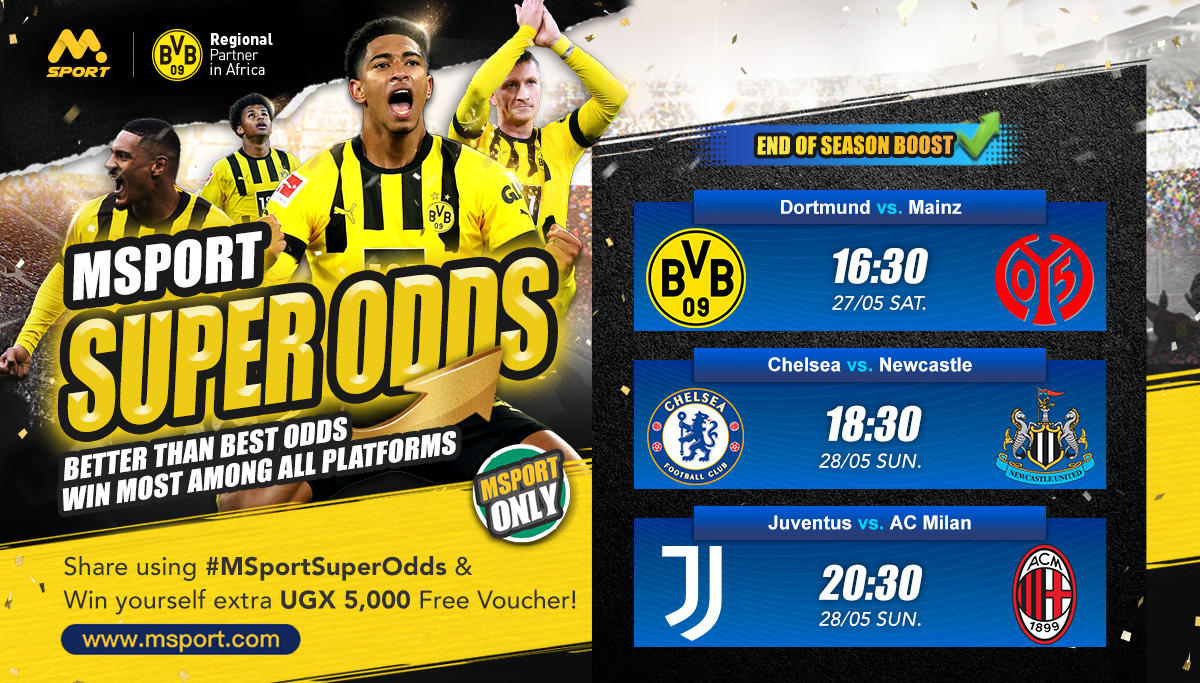 MSport Uganda on Twitter: "The Top 3 matches have been boosted from best odds to Super Odds ...