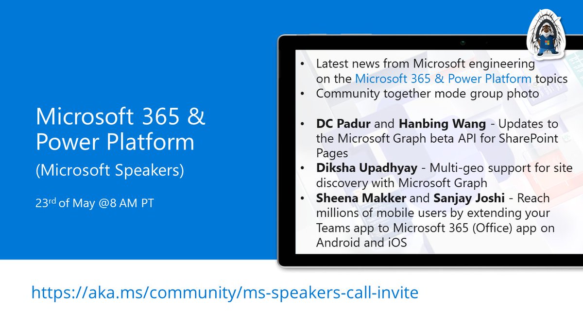 Microsoft 365 Developer on Twitter: "📆 Agenda for the #Microsoft365dev & #PowerPlatform call ...