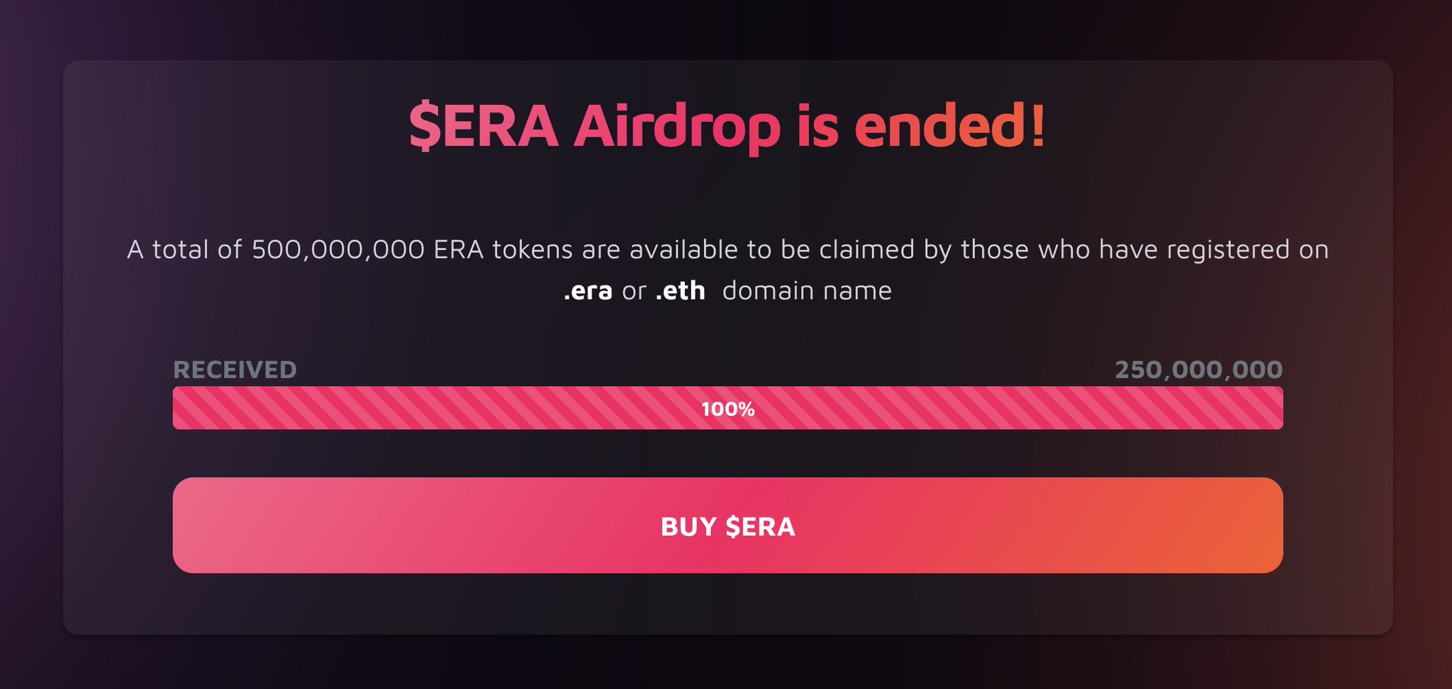 ∎ERA Name Service (zkSync) on Twitter: "🔥 SOLD OUT 🔥 Everyone who completed the tasks on the ...