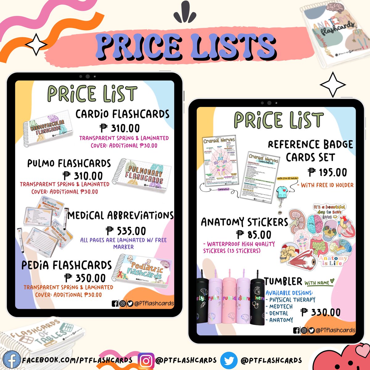 PT flashcards on Twitter: "RT @PTFlashcards: Part 2 - Price Lists 📝"