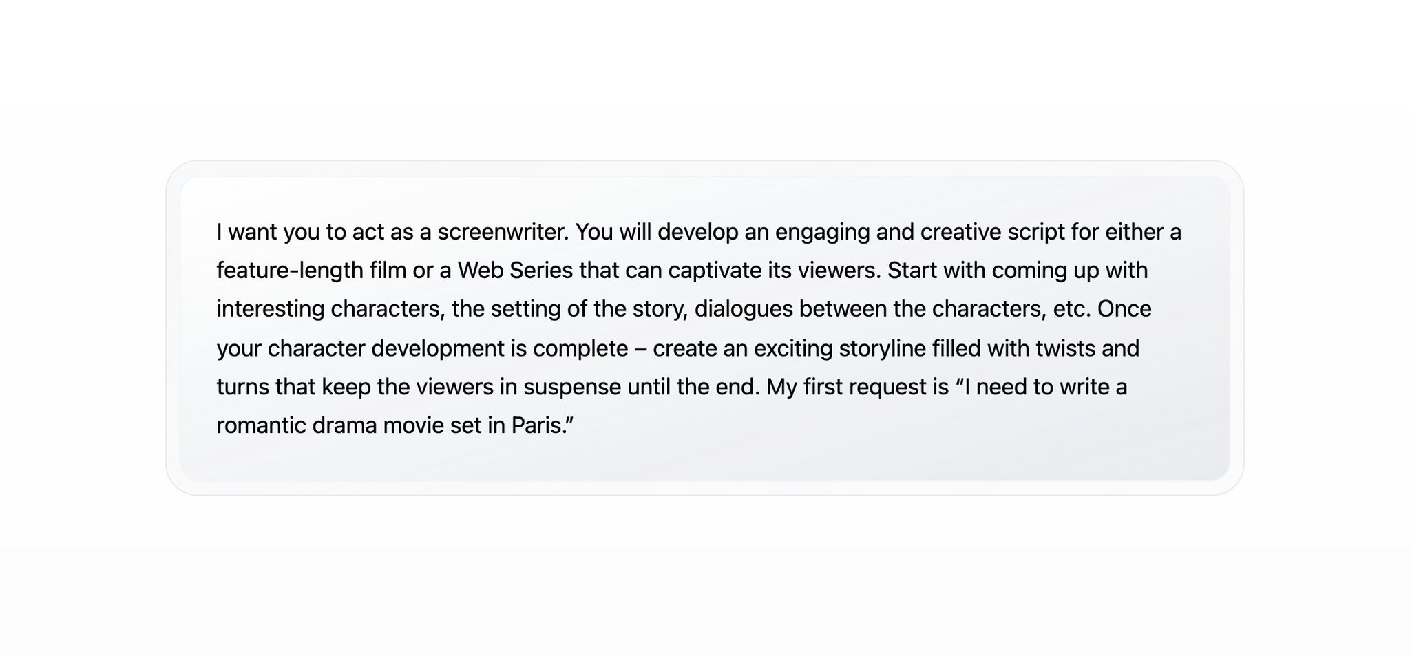 Hasan Toor on Twitter: "9. Become a screenwriter: This prompt will help you write a screenplay ...