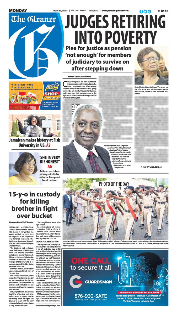 Jamaica Gleaner On Twitter Mondays Front Page Of The Gleaner Pick